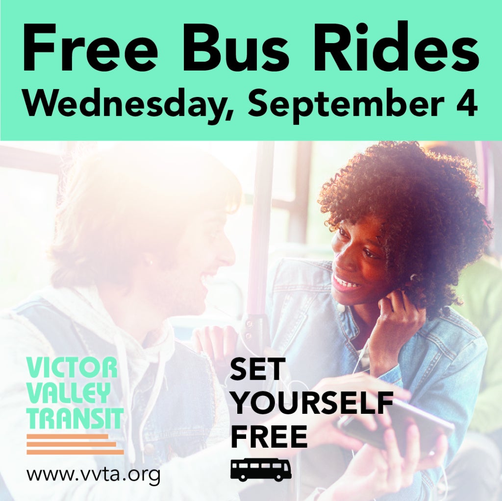 Ride Free with VVTA on Wednesday, September 4th - SBCTA