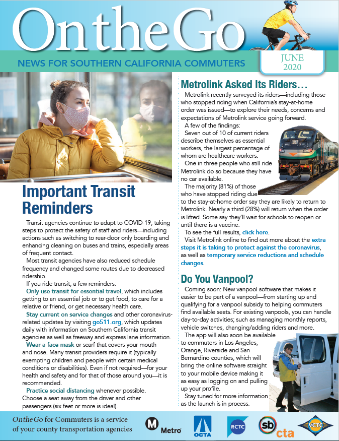 On-the-Go Commuter Newsletter: June 2020 Edition Released - SBCTA