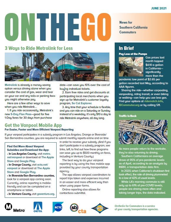 On-the-Go Commuter Newsletter: June 2021 Edition Released - SBCTA