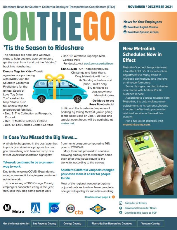 On-the-Go Commuter Newsletter For ETCs: November/December 2021 Edition ...