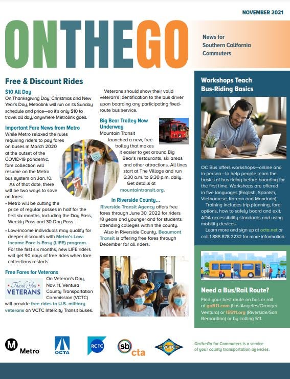 On-the-Go Commuter Newsletter: November 2021 Edition Released - SBCTA