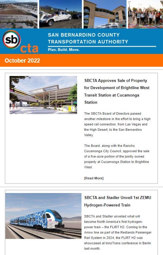 goSBCTA Newsletter: October 2022 Edition Released - SBCTA