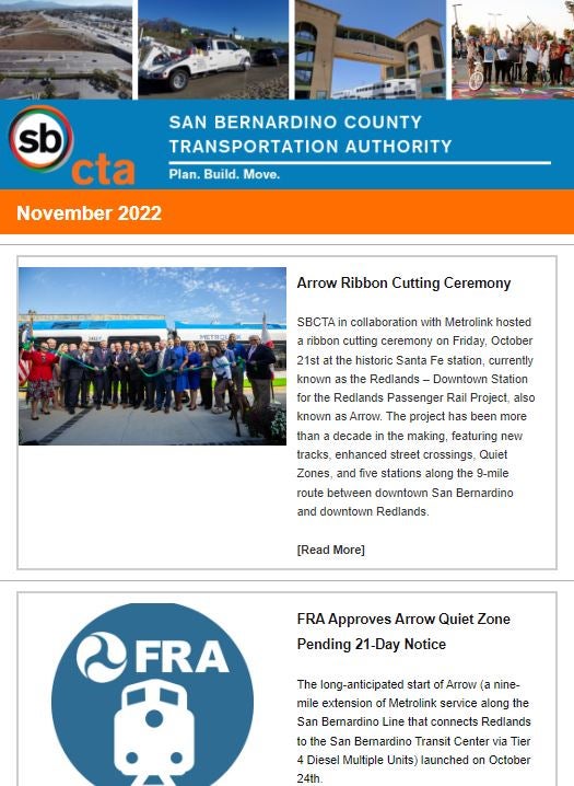 goSBCTA Newsletter: November 2022 Edition Released - SBCTA