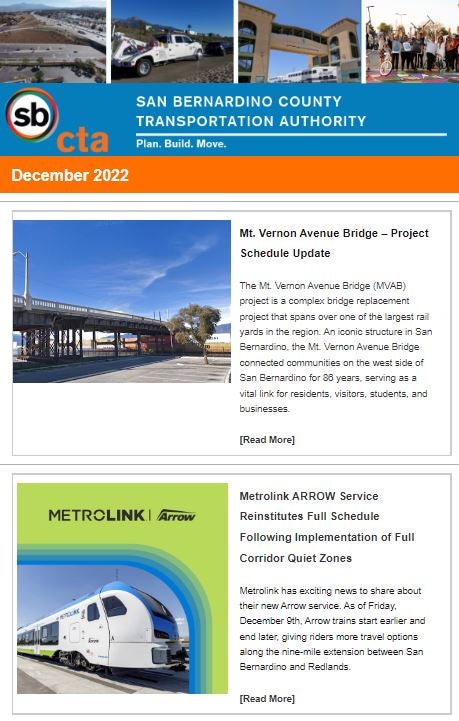 goSBCTA Newsletter: December 2022 Edition Released - SBCTA