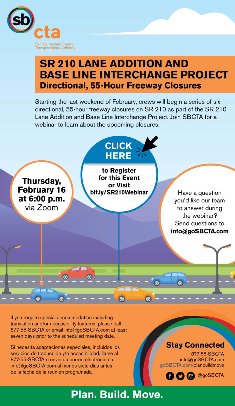 SR 210 Lane Addition and Base Line Interchange Project Webinar - SBCTA
