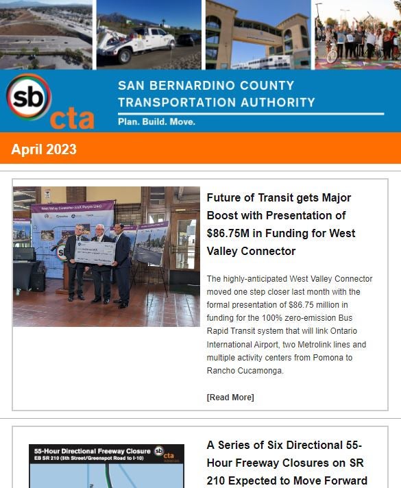 goSBCTA Newsletter: April 2023 Edition Released - SBCTA
