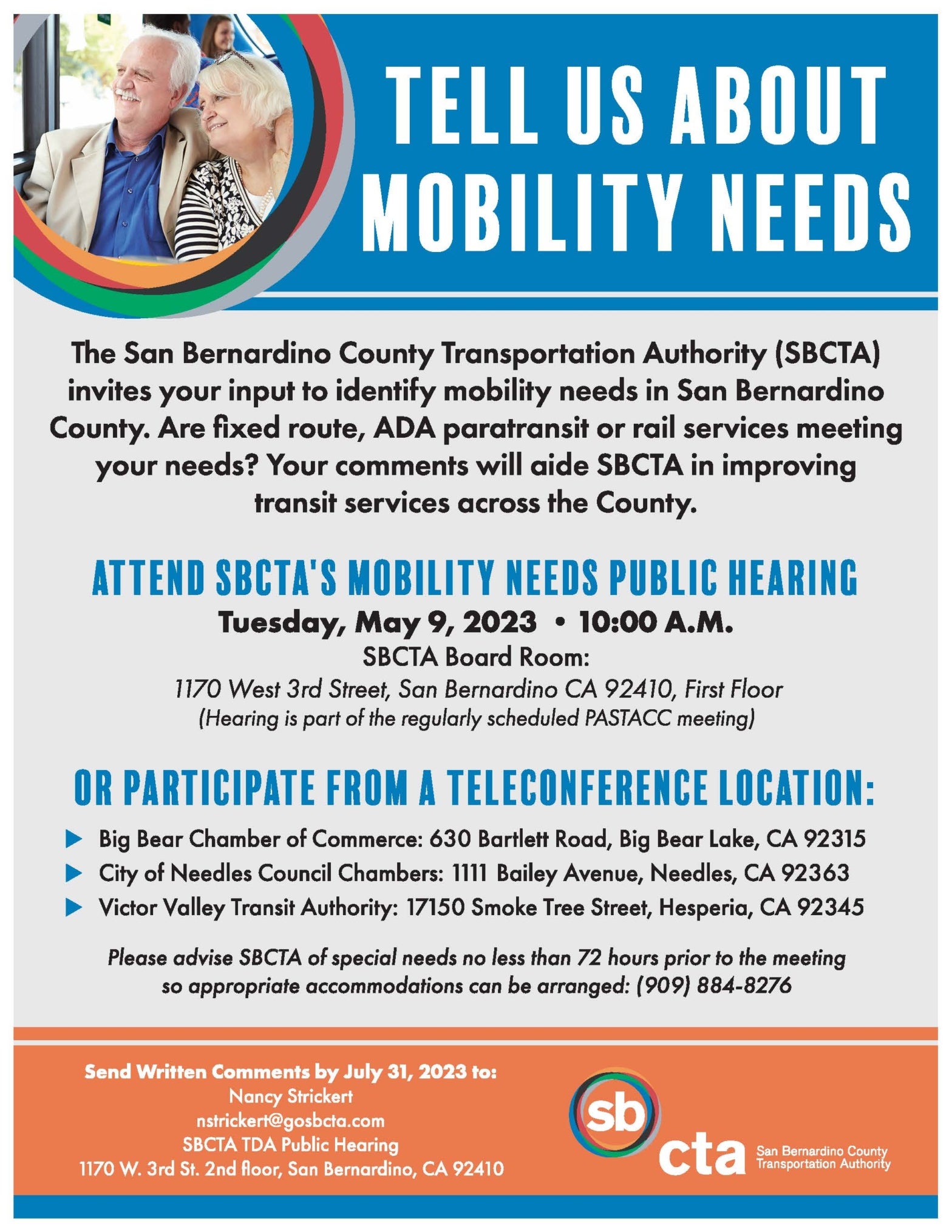 SBCTA Mobility Needs Public Hearing - SBCTA
